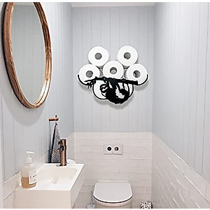 Metal Sloth Wall Toilet Paper Storage,Animal Decorative Metal Paper Holders,Black Toilet Tissue Holder,Cute Toilet Paper Storage for Bathrooms,Wall Toilet Paper Organizer Hold Extra 8 Rolls