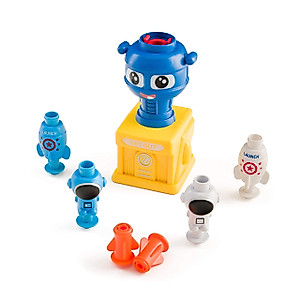 KIDDEO Balloon Launcher Toy Set. 71pcs - Monster Face Pump, 50 Balloons, Rocket Launcher Pad, 12 STEM Toys, incl 4 Balloon Powered Car Toys, 2 Spaceship Toy, 2 Astronaut Figure and More. For Kids 3+