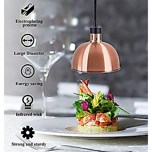 YMJOINMX Food Heat Lamp 2 Pack Food Warmer Lamp with Bulb Food Heating Lamp Commercial Food Service Heat Lamp 110v