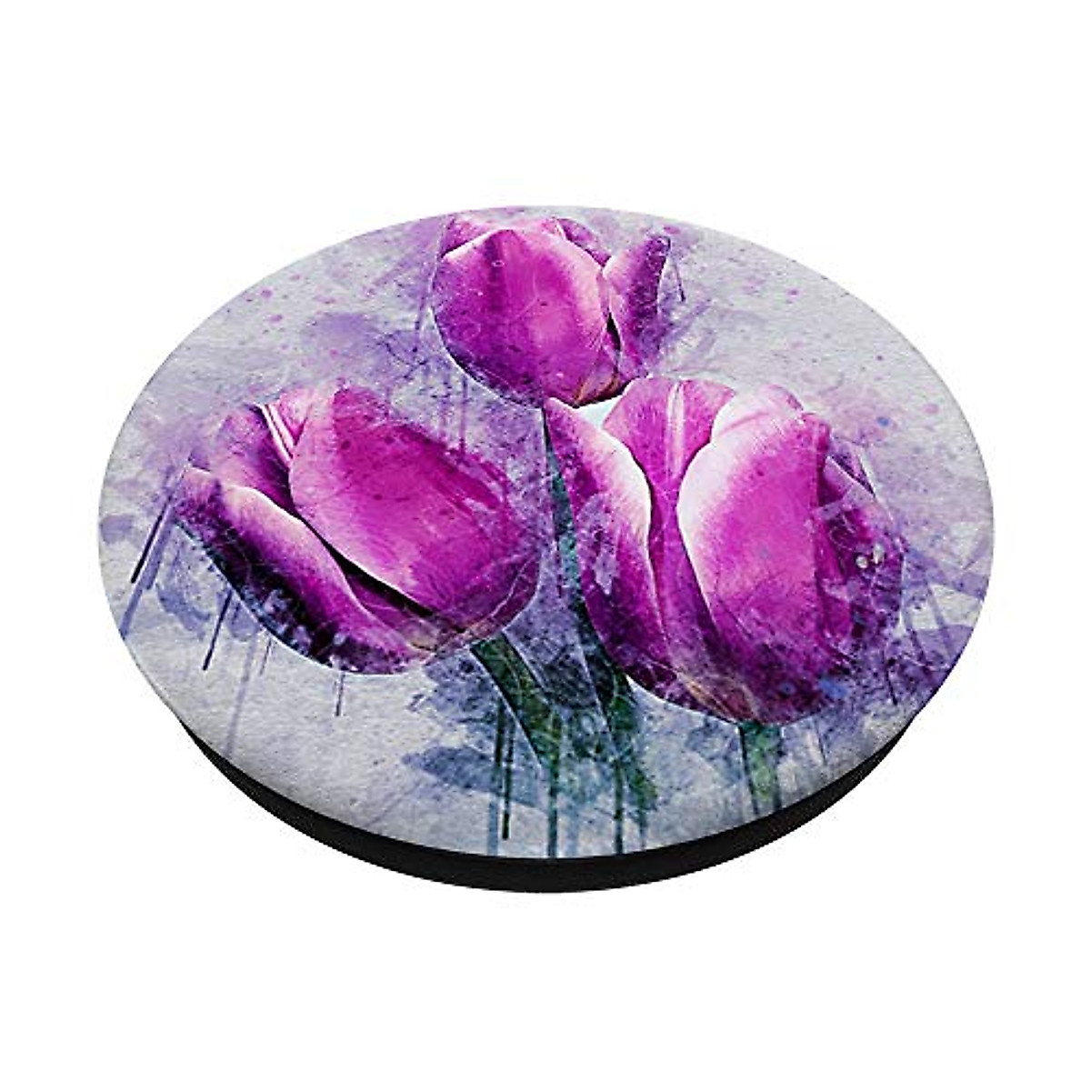 Beautiful Purple Tulips Flowers Splatter Paint Abstract Art PopSockets PopGrip: Swappable Grip for Phones & Tablets