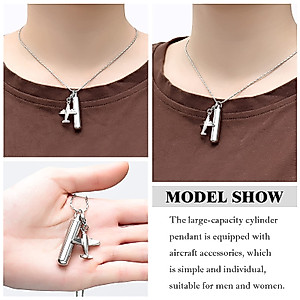 constantlife Cylinder Cremation Jewelry for Ashes 316L Stainless Steel Urn Pendant Memorial Necklace with Small Accessories Charms Keepsake (Airplane)