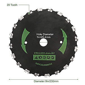 Patioer 2 Pack 9 Inch 20T Chainsaw Tooth Brush Blades for Cutter, Trimmer, Weed Eater, Lawnmower (2 Pack Different Adapter Kit Included)