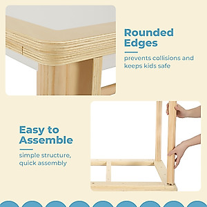 Sensory Table with 2 Chairs & 1 Roll Paper, Multifunction Wooden Sand and Water Table with Double-Side Board & 2 Foldable Storage Bins, Activity Game Table, Indoor Outdoor Use, for Kids