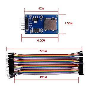 Geekstory 5 PCS Micro SD Card Module Mini TF Card Adapter with Memory Storage Breakout Board SPI Interface Driver + 40 PCS Female to Male Dupont Cable Line for Arduino Raspberry Pi