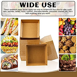 Cmkura 50 Pack Brown Square Disposable Paper Charcuterie Boxes Food Containers Bakery Boxes for Cake, Cookies, Sandwich(Small size)