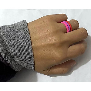 AZYOUNG Womens 3mm Wide Twist Silicone Wedding Ring 10pcs Pack Red Purple Blue Stackable Rubber Bands -US Size 4-10 (7)