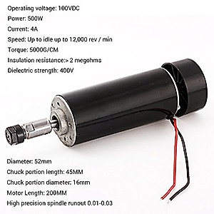 CNC 500W Spindle Motor 0.5kw Air Cooled Milling Spindle Motor 110V MACH3 Speed Power Converter with 52mm Clamp and 13pcs ER11 Collet for DIY Engraving Engraver Machine by TopDirect