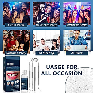 Tooth Repair Kit,4Pcs Dental Tools,1Pcs 30ml Dental Repair Denture Repair Beads,Tooth Repair Granules Tools Set for Temporary Fixing Filling Missing Broken Tooth Moldable Fake Teeth(5Pack)