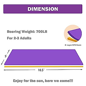 Floating Water Mat, 11x5 FT Lily Pad Floating Mat 3-Layer Floating Water Pad Mat for Swimming Pool, Beach(Purple&White&Yellow)