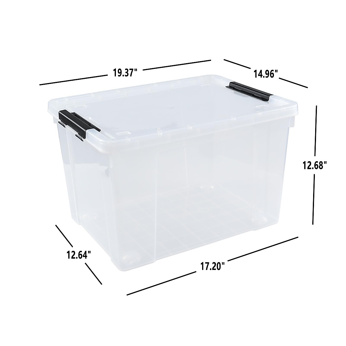Lesbin 4-Pack 50 L Clear Plastic Storage Bin, Large Clear Latch Box with Wheels
