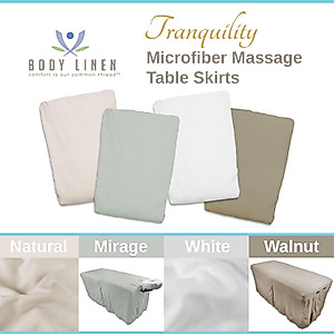 Body Linen Microfiber Massage Table Skirt Massage Table Bed Skirt to Fit Standard Size Massage Tables - Lightweight, Super Soft and Stain-Resisting - White