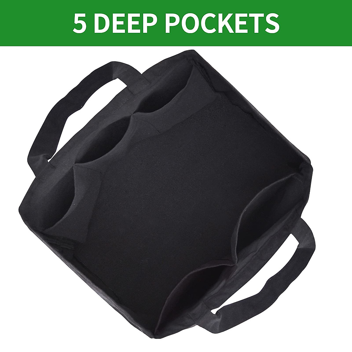 1 Pack Canvas Shopping Bags for Groceries, Holds 60 lbs Heavy Duty Reusable Canvas Grocery Bag, 8.3 gal Multi-Purpose Washable Canvas Grocery Bags Reusable Shopping Bags with 5 Pockets, Black