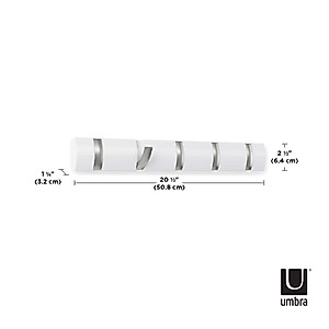 Umbra Flip Wall Mounted Floating Rack – Modern, Sleek, Space-Saving Hanger with Retractable Hooks to Hang Coats, Scarves, Purses and More, 5, White