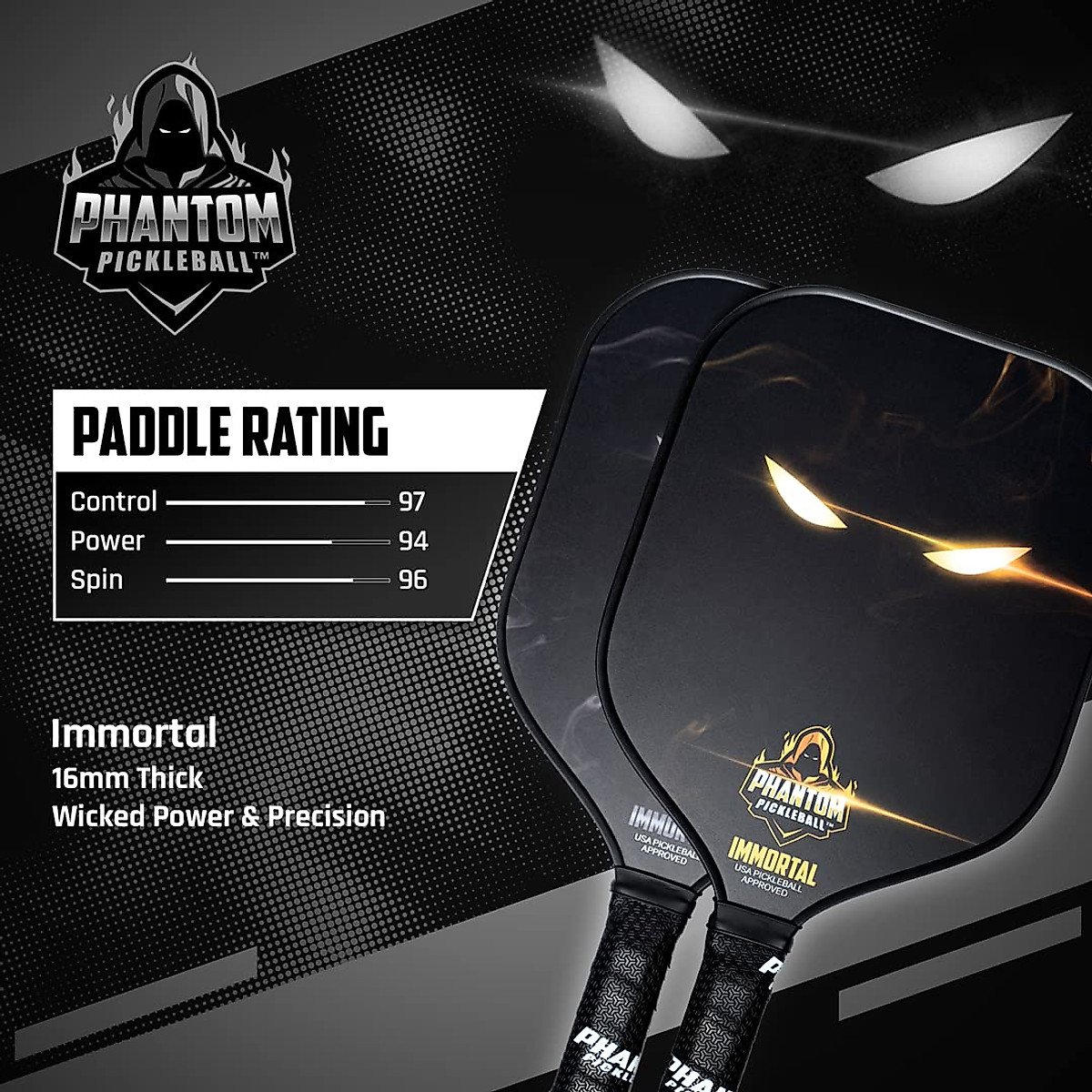 Pickleball Backpack Professional Tour Bag and Immortal 16mm Carbon Fiber Wide Body Pickleball Paddle