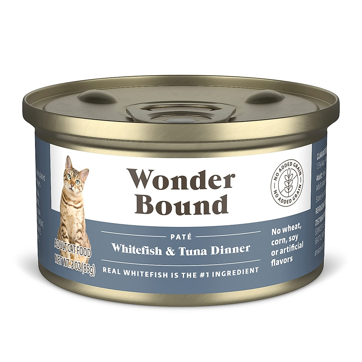Amazon Brand - Wonder Bound Wet Cat Food, Pate, No Added Grain, (Whitefish & Tuna), 3 ounce (Pack of 24)