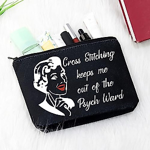 GJTIM Needleworker Gift Sewing Lover Gift Sewing Project Bag Cross Stitch Project Bag Accessories Case for Cross Stitch Lovers (Cross Stitching Black)