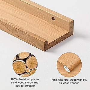 HOMWOO 36 Inch Floating Shelf Long Wall Shelf, Wall Mounted Natural Wood Picture Ledge Shelf for Living Room,Bedroom,Bathroom & Kitchen