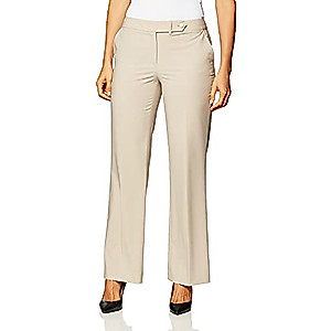Calvin Klein Women's Classic Fit Straight Leg Lux Suit Pant, Khaki, 8 Petite