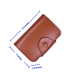 Laimi Duo Unisex Genuine Slim Thin Wallet Leather RFID Security Blocking Credit Card Holder Business Name Card Wallet Case for Women and Men (Brown)