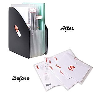 SAYEEC Rainbow Expanding File Holder Folder Standing A4 Vertical Mini File Organizer Magazine Basket Desktop 13 Pockets File holder with handle for Students Examination Paper/ Bills/ Office/Study
