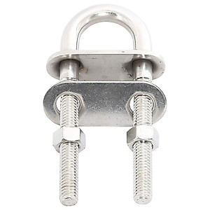 NovelBee 2-Pack 3/8" Stock Stainless Steel Stern Bow Eye U Bolt with Welding Plate,Washer and Hex Nuts (Overall Length:4-1/2")