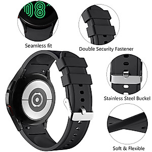 Lerobo No Gap Band Compatible with Samsung Galaxy Watch 7 6 5 Band 40mm 44mm/Galaxy Watch 4 Classic Bands 46mm 42mm/Watch 5 Pro Band 45mm,20mm Sport Strap Wristband for Men Women Black