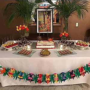 BUSOHA 2Pack Tissue Flower Garland - 12 Feet Long Tropical Multicolored Paper Flower Garland Banner for Hawaiian Luau Summer Tiki Bar Tropical Birthday Baby Shower Wedding Party Decorations Supplies