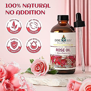 EVOKE OCCU Rose Essential Oil 4 Oz, Premium Rose Oil for Diffuser Fragrance DIY Candle Soap Making-120ml