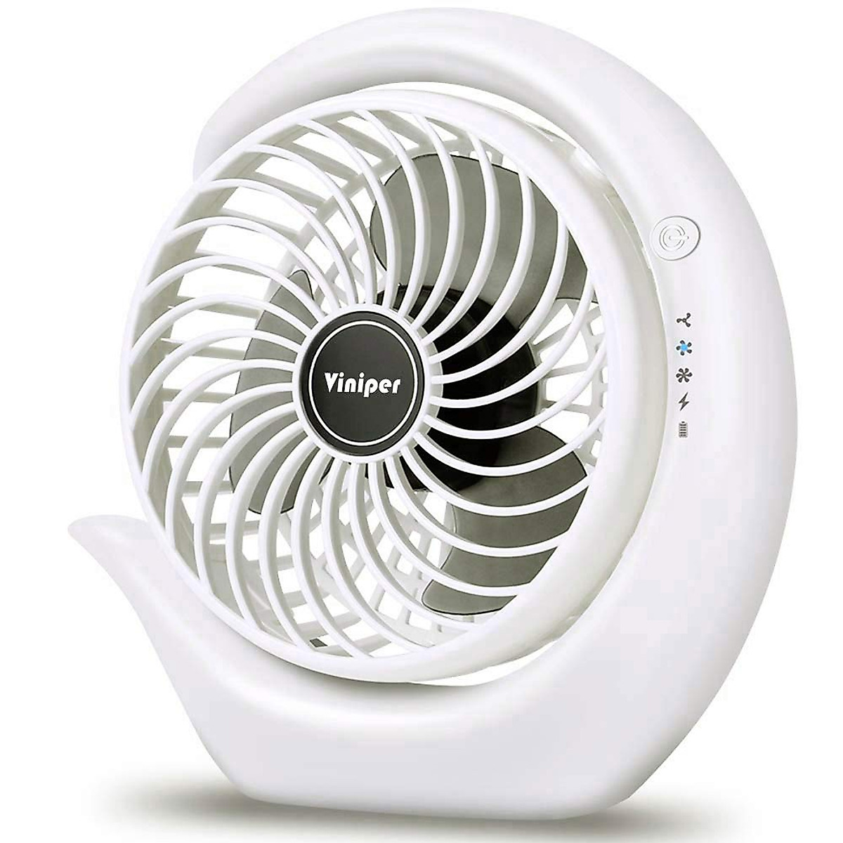 Viniper Portable Rechargeable Fan, Small Desk Fan : 3 Speeds & about 8-24 Hours Longer Working, 180 Rotation, Portable Desktop Fan Small but Mighty, Strong Wind (White, Light Black Blade)6.2 Inch