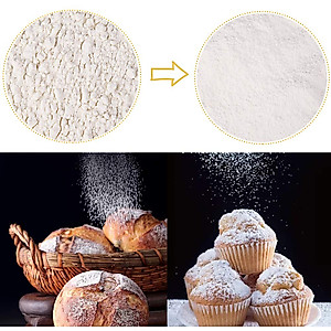 2 Pack Flour Sifter for Baking,Stainless Steel Fine Mesh Strainers,60 Mesh Round Sifter Steel for Baking Cake Bread (8-Inch and 10-Inch)