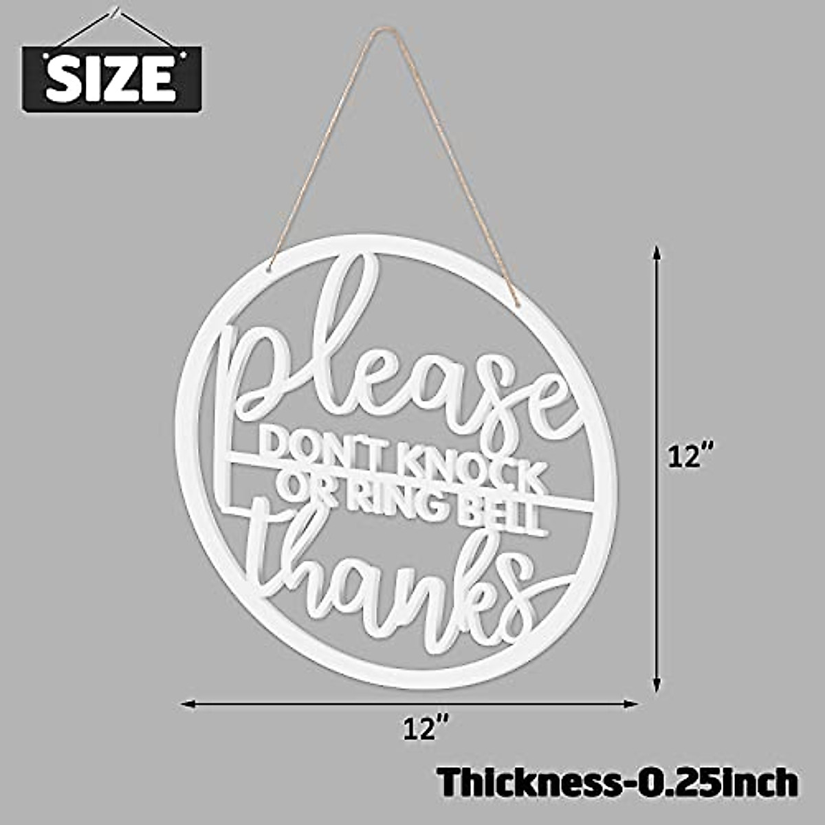 Please Do Not Knock Or Ring Doorbell Sign No Soliciting Sign for House Wood Do Not Disturb Door Hanger Sign Funny Office Door Signs Baby Sleeping Sign No Stranger Hanging sign Go Away Farmhouse Decor