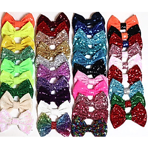 CLGIFT Set of 12 Sequin Bows 5 Inches Large Glitter Bows Wholesale Bows, DIY Fabric Hair Bows - No Clips (Pick Your Own)