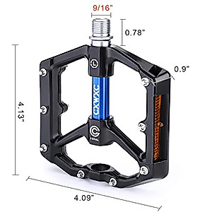 CXWXC Road/MTB Bike Pedals - Aluminum Alloy Bicycle Pedals - Mountain Bike Pedal with Removable Anti-Skid Nails (D:Black-Blue)