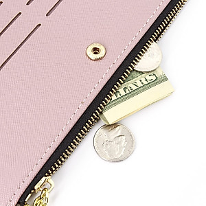 Meilib Wallet for Women Leather Cell Phone Case Holster Bag, Long Slim Credit Card Holder Cute Minimalist Coin Purse Thin Large Capacity Zip Clutch Handbag Wallet for Girls Ladies Black