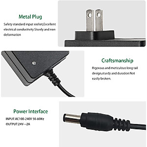 RedFringe 2 Pack 24V 2A 48W Power Supply Adapter,100-240V AC to DC 24Volt 2000Ma Converter Transformer with 5.5 x 2.5 mm DC Tip for 5050,3528 LED Strip 3D Printer CCTV Security System LCD Monitor.