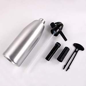 Sparkling Water Maker, 1L Soda Streaming Machine, Aluminum Soda Maker for Home, Portable Water Maker for Soda Water, Cocktails or Soda Water, 8 gram CO2 Cartridges(Not Included) (Silver)