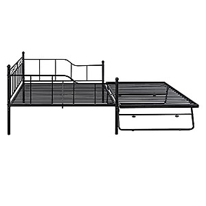LUSPAZ Full Size Extendable Bed with Pop Up Trundle, Twin to King Daybed with Pull Out Trundle for Adults, Kids
