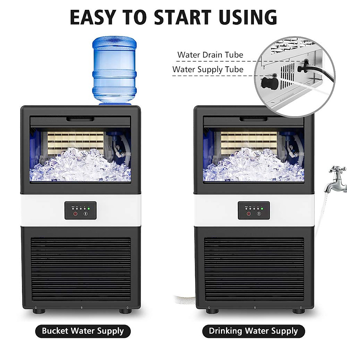 LifePlus Commercial Ice Maker Machine Under Counter Produce 70LBS of Ice in 24 Hrs with 10LBS Ice Bin Capacity Freestanding Automatic Ice Cube Maker Perfect for Bars Coffee Shops Home Office