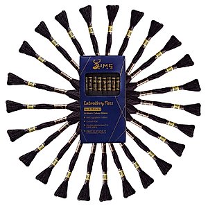 UMC STAG 24 Pieces Black Colour Premium Embroidery Floss| 100% Egyptian Cotton Premium Skeins | Cross Stitch Embroidery Thread | Oeko TEX Certified Stranded Cotton | Perfect for Arts & Crafts