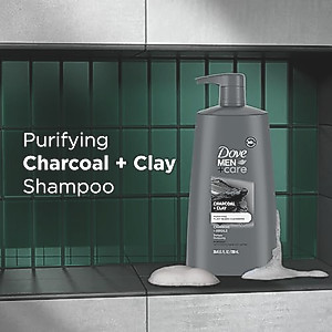 Dove Men+Care Men Shampoo For Healthy-Looking Hair Charcoal + Clay Naturally Derived Plant Based Cleansers 25.4 oz