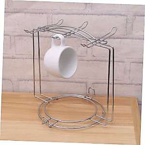 FUNOMOCYA Metal Storage Shelf Cupboard Storage Organiser Mug Holder for Counter Stainless Steel Dish Drying Rack Stainless Steel Cup Rack Hook Office Coffee