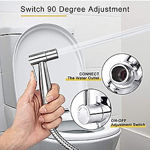 Guamar Bidet Sprayer for Toilet, Handheld Toilet Bidet Sprayer Kit with Premium Stainless Steel Hose and T-Valve, Muslim Shower Jet Spray Cloth Diaper Sprayer Set for Personal Hygiene,Easy Install