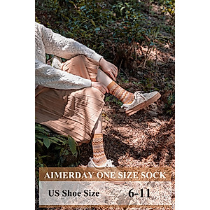 Aimerday Crew Socks for Women Ankle High Thick Knit Soft Cotton Womens Everyday Casual Socks Comfort Toe Gifts for Women