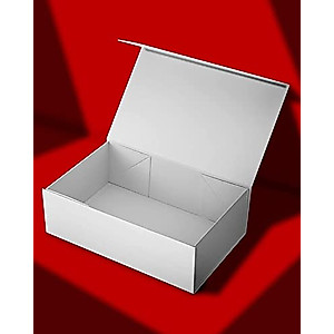 Gift Box with Lid Bridesmaid Proposal Box 14"*9"*4.5" Sturdy Storage Box Collapsible Mother's Day Valentine Gift Box with Magnetic Closure(Glossy White, Large(1 piece))