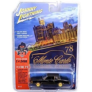 Johnny Lightning 1978 Chey Monte Carlo Black Monte Carlo 78" Special Edition GM Facts 1/64 Diecast Model Car