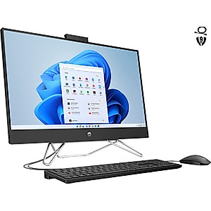 HP Essential All-in-One 27" FHD Desktop, AMD Ryzen 5 5500U, 16GB RAM 1TB PCIe NVMe M.2 SSD+1TB HDD, Wi-Fi, Bluetooth, Windows 11 Home, Black
