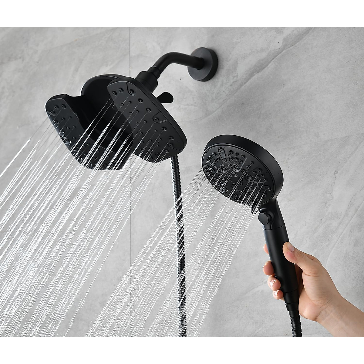 INAVAMZ Black Shower Heads with Handheld Spray Combo 2.5GPM: 10” Rainfall Shower Head & Detachable Shower Head, 10 Spray Settings Handheld Shower Head with ON/OFF Switch and 15-Stage Filter