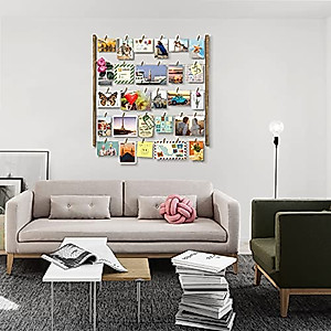 Love-KANKEI Wood Picture Photo Frame for Wall Decor 26×29 inch with 30 Clips and Adjustable Twines Collage Artworks Prints Multi Pictures Organizer and Hanging Display Frames Carbonized Black