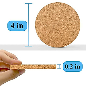HILELIFE Cork Coasters for Drinks, Coaster Set of 16 Pcs with Box, 4 inches Wine Glass, Mug, Cup Coasters, Blank Cork Coasters for Crafts, Reusable Drink Coasters for Wooden Table Coffee Table