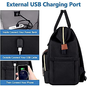 kasibon17.3 inch Laptop Backpack for Women, Large Wide Top Open Travel Backpack Work Bag Water Resistant Anti Theft Backpack with Charging Port